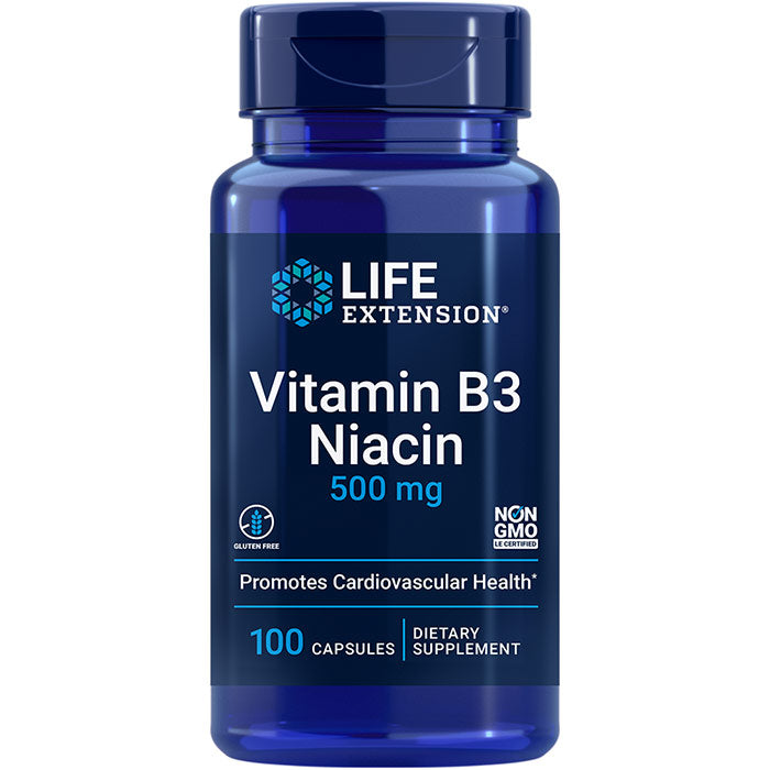 Vitamin B3 Niacin 500 mg, 100 Capsules, Life Extension ...