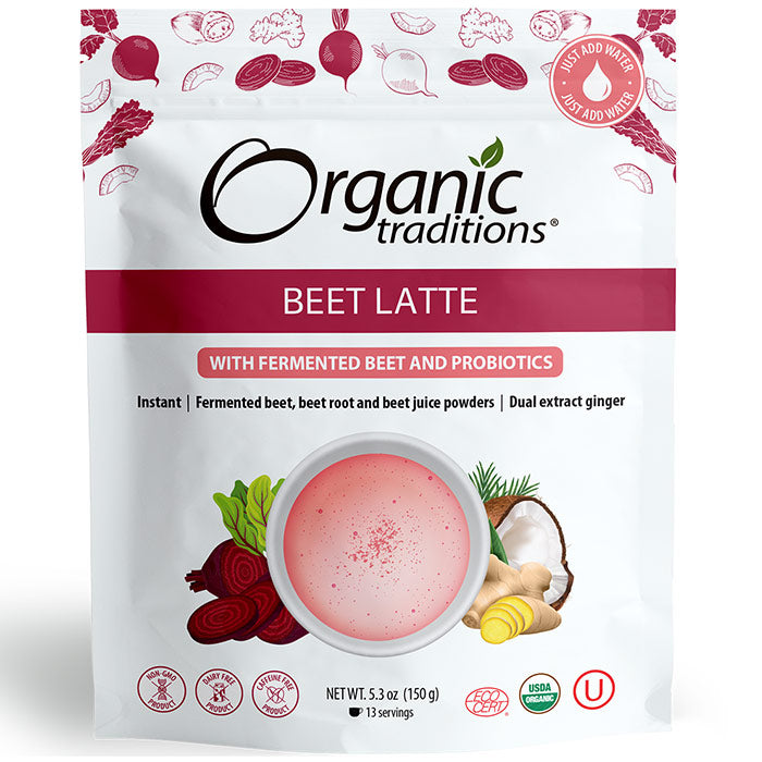 Organic Beet Latte with Fermented Beets and Probiotics, 5.3 oz (150 g ...