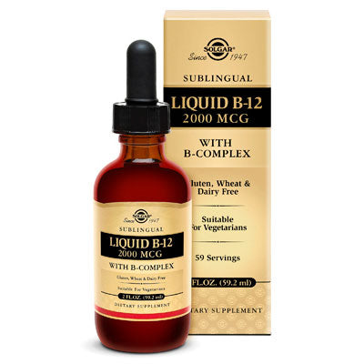 Sublingual Liquid B-12 2000 mcg with B-Complex, 2 oz, Solgar ...