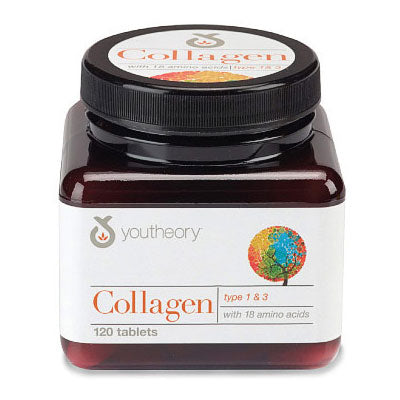 Youtheory Collagen, Type 1 & 3 with 18 Amino Acids, 120 Tablets ...